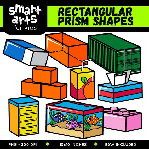 Rectangular Prism Shapes Clip Art Cartoon Digital Graphic Etsy