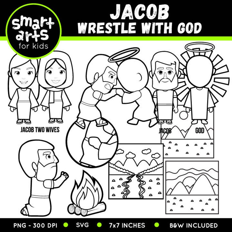 Jacob Wrestle With God Clip Art Bible Based Bible - Etsy