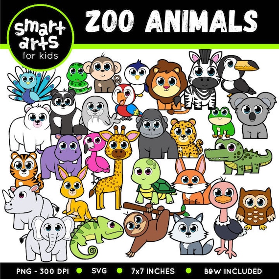 Zoo Animals Clip Art png png clipart graphics artwork | Etsy