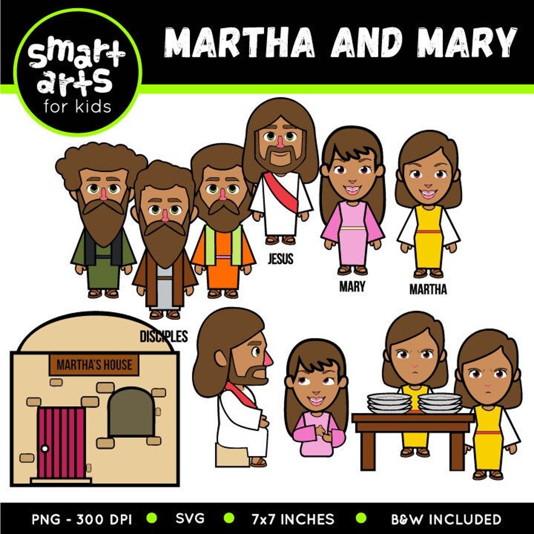 Martha and Mary Clipart - Bible Based - Bible Characters - SVG Cricut ...