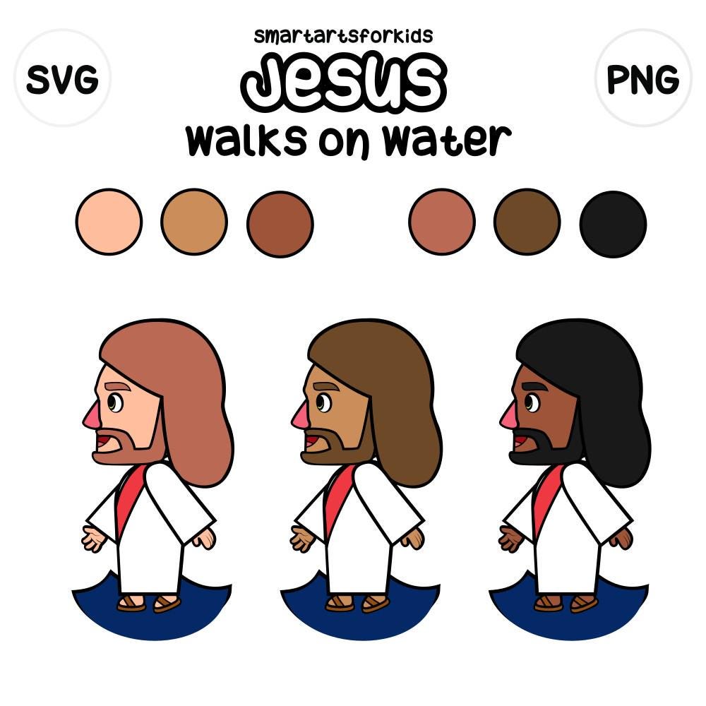 Jesus Walks on Water Clip Art | Bible Story PNG & SVG | Christian Craft ...
