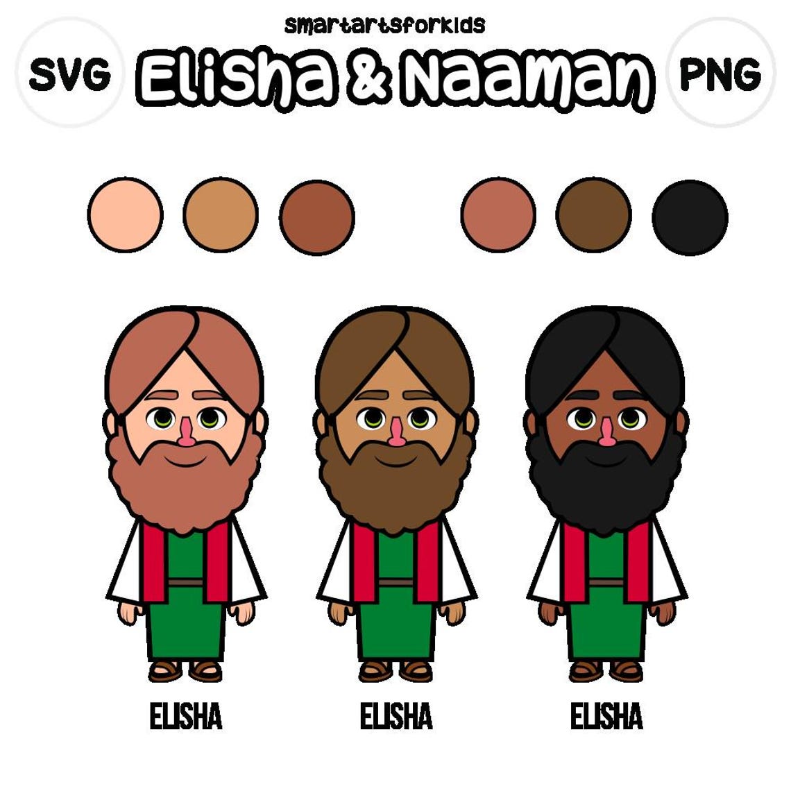 Elisha and Naaman Clip Art - Bible Based - Bible Characters - SVG ...