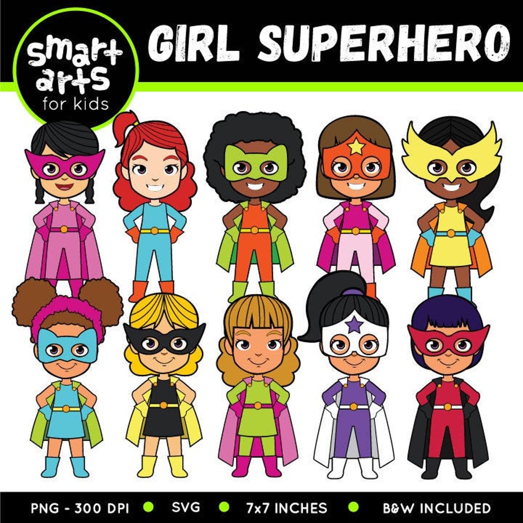 Girl Superhero Clip Art - Cartoon - Digital Graphics - Kids - Superhero ...