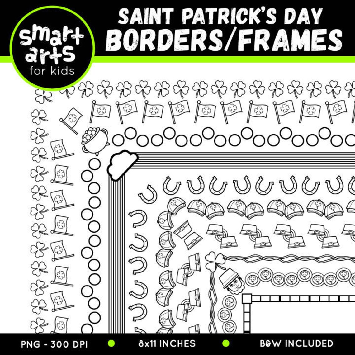 Saint Patrick's Day Borders/frames Clip Art- Cartoon - Digital Graphics ...
