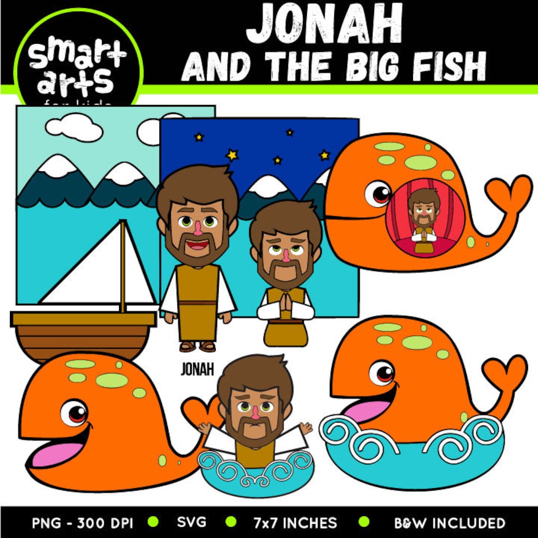 Jonah and the Big Fish Clip Art Bible Based Bible Characters Jonah ...