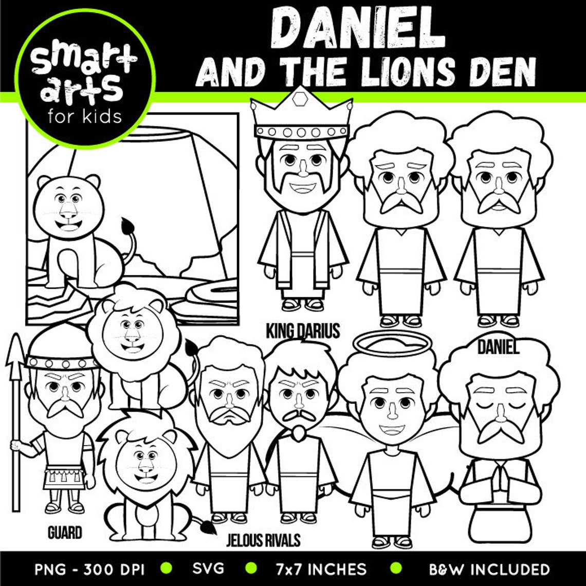 Daniel in the Lions Den Clip Art Bible Based Bible - Etsy