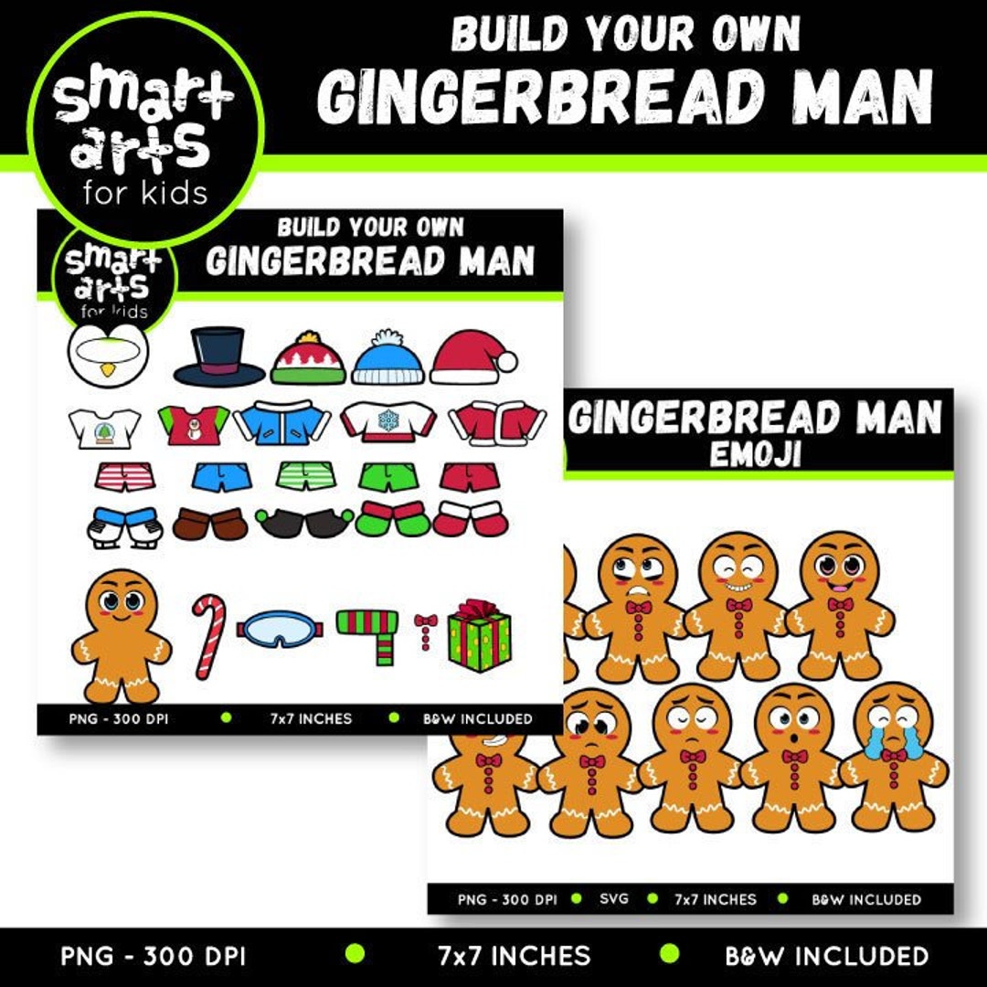 Build Your Own Gingerbread Man Clip Art - Cartoon - Digital Graphics ...