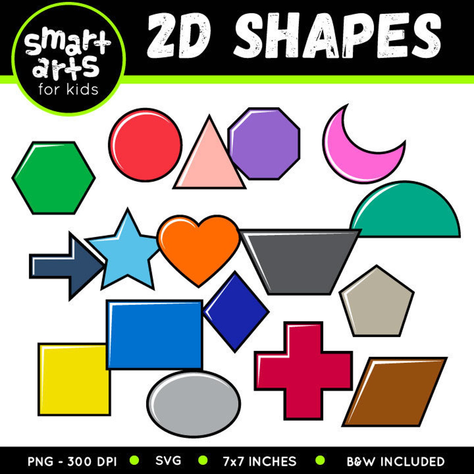Math 2D Shapes Clip Art Cartoon digital graphics instant | Etsy