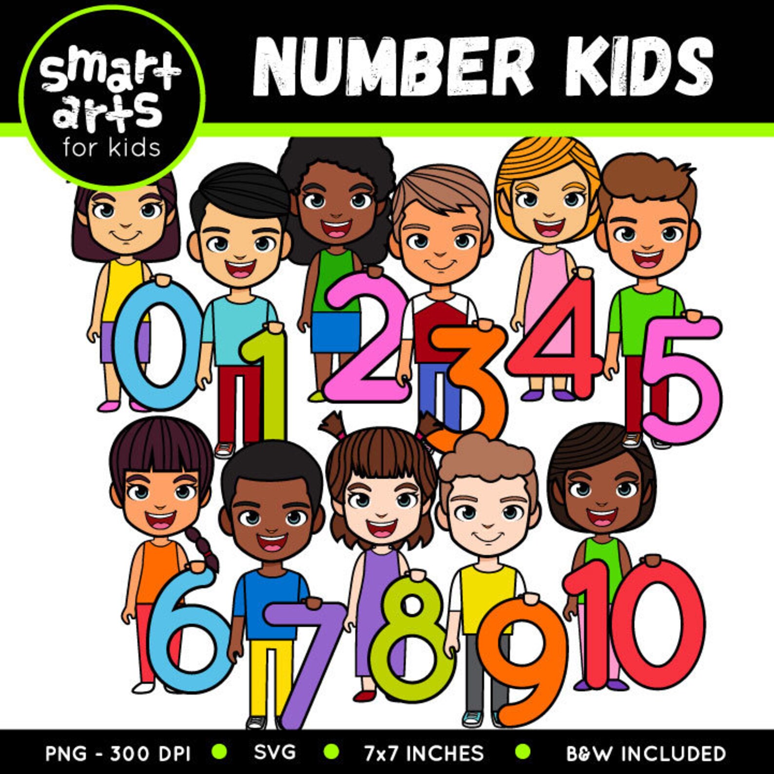 Math Number Kids 0-20 Clip Art Cartoon Digital Graphics - Etsy