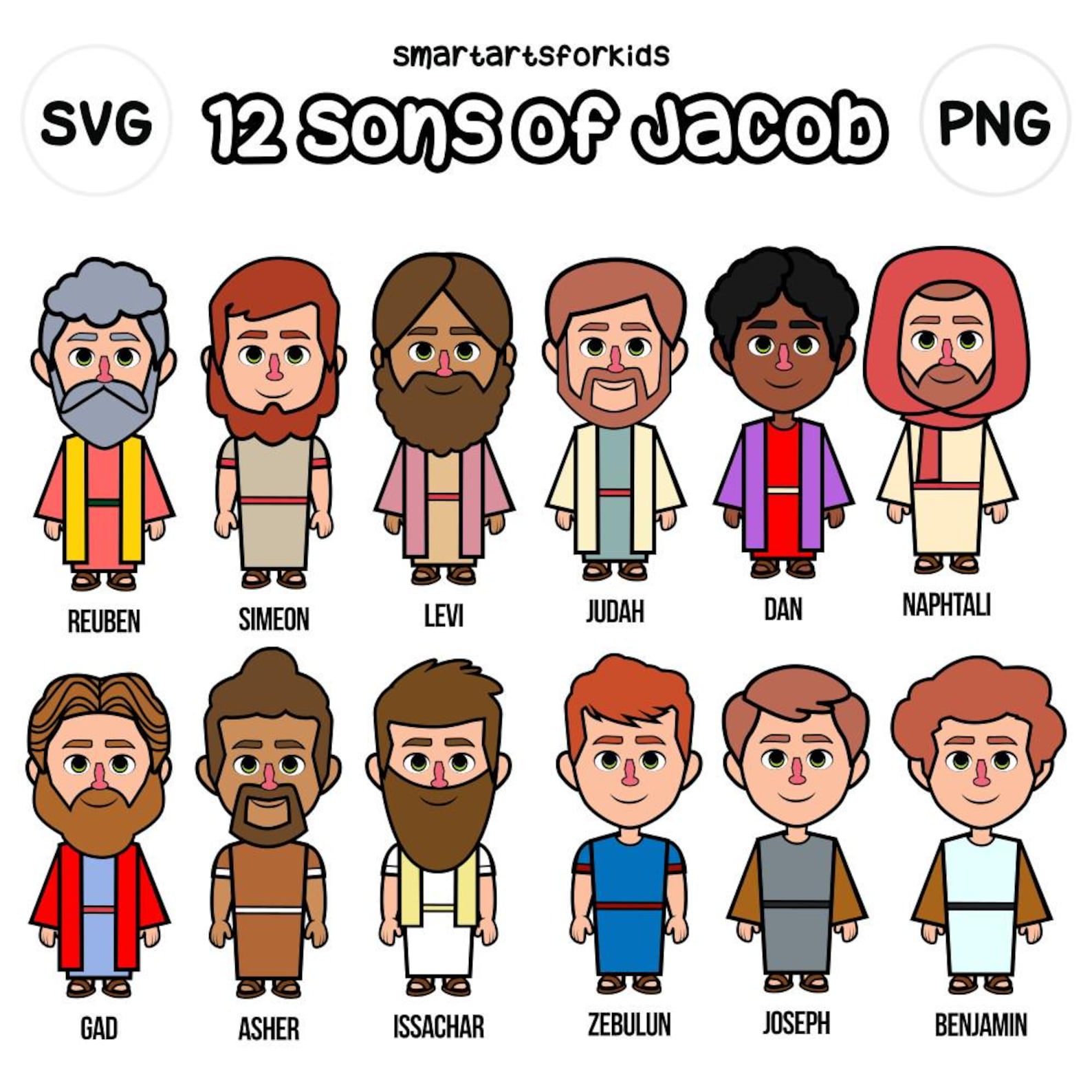 12 Sons of Jacob Clip Art - Jacob Sons - Bible Based - Bible Characters ...