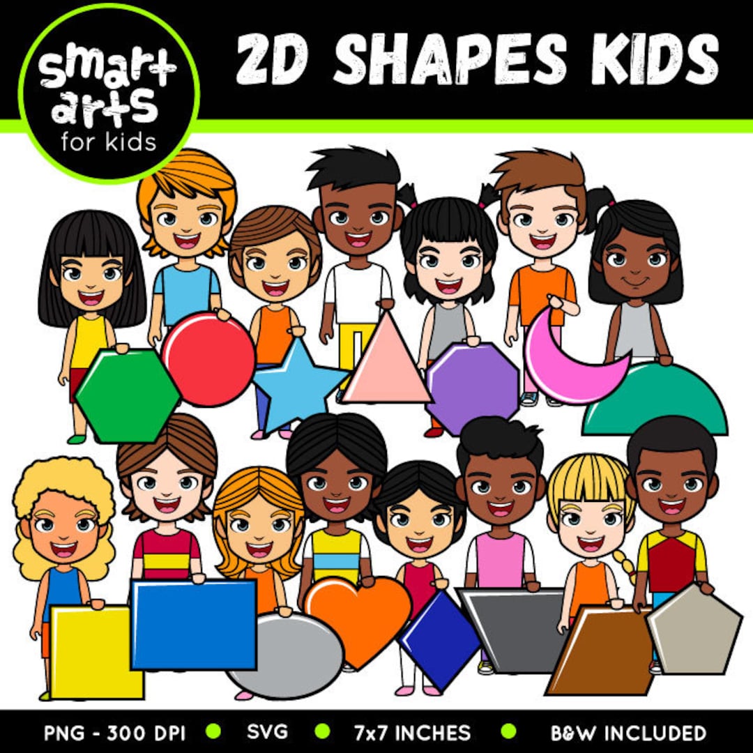 Math 2D Shapes Kids Clip Art- Cartoon - - Instant Download - SVG ...