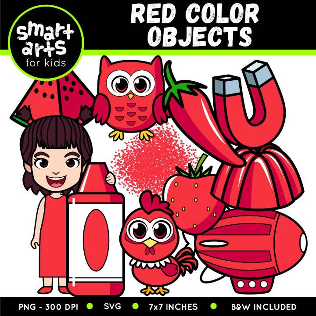 Red Color Objects Clip Art School Clipart Back to School - Etsy