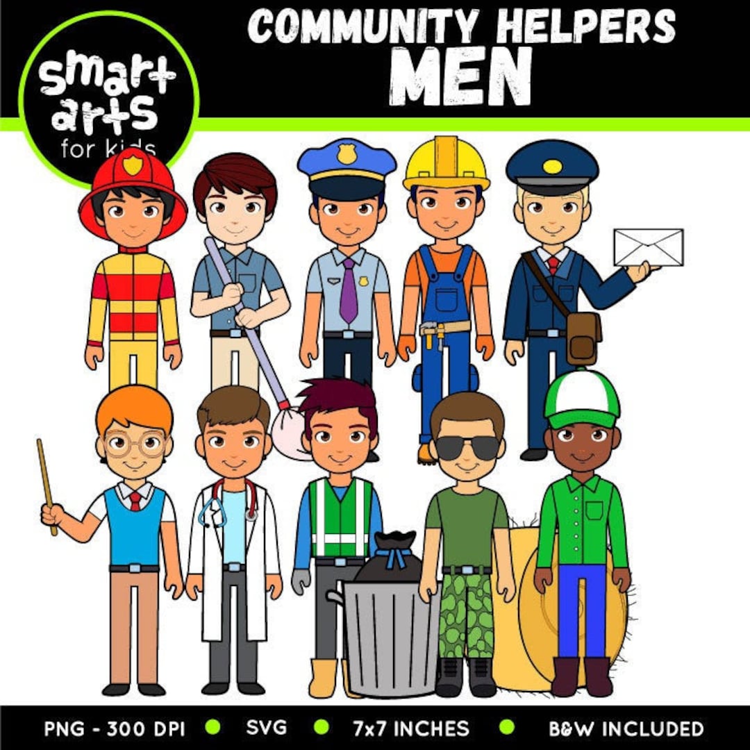 Community Helpers Men Clip Art - Cartoon - Vector - Helpers - Community ...