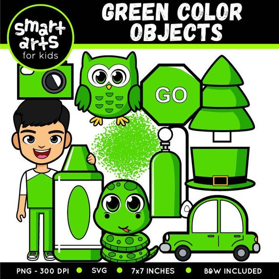 Green Color Objects Clip Art School Clipart Back to School - Etsy