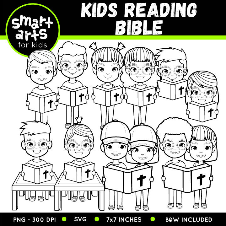 Kids Reading Bible Clip Art bible based bible characters | Etsy
