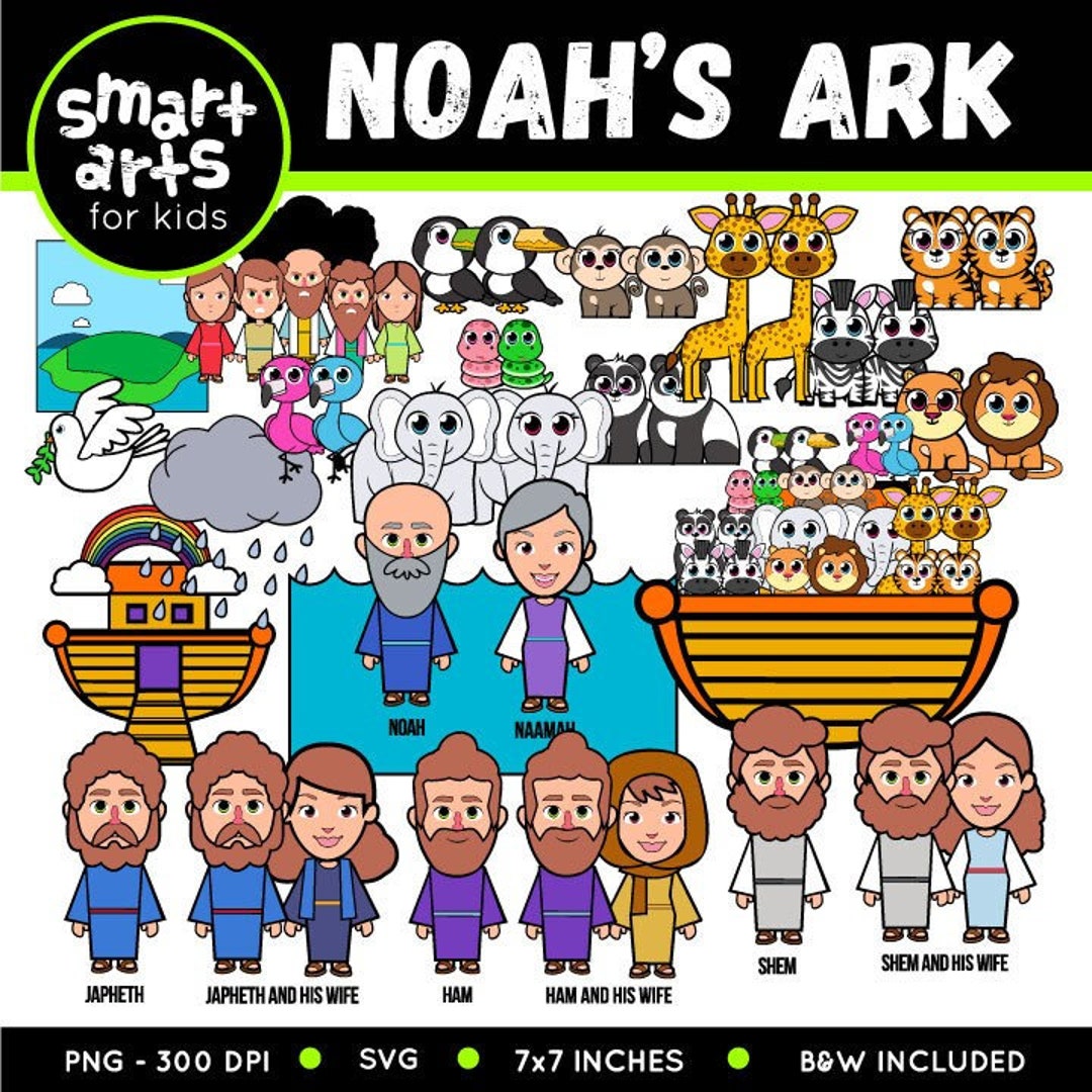 Noah's Ark Clip Art - Bible Based - Bible Characters - SVG Cricut ...