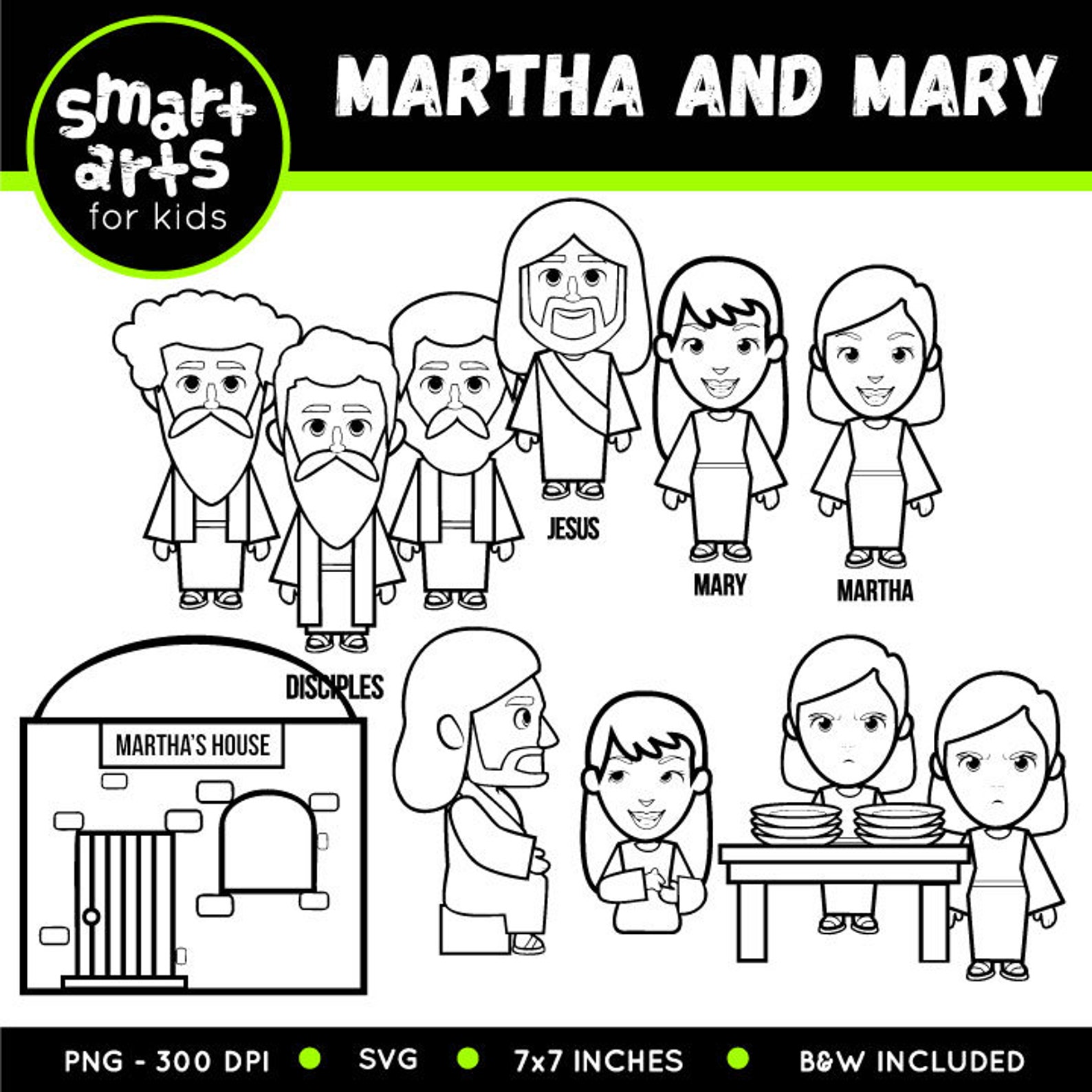 Martha and Mary Clipart Bible Based Bible Characters SVG - Etsy
