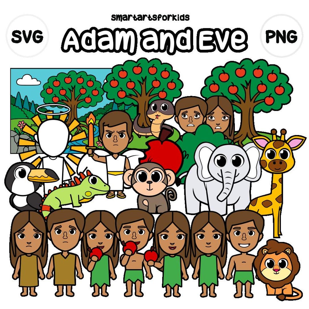 Adam and Eve Clipart Set | Garden of Eden Bible Story PNG | Christian ...