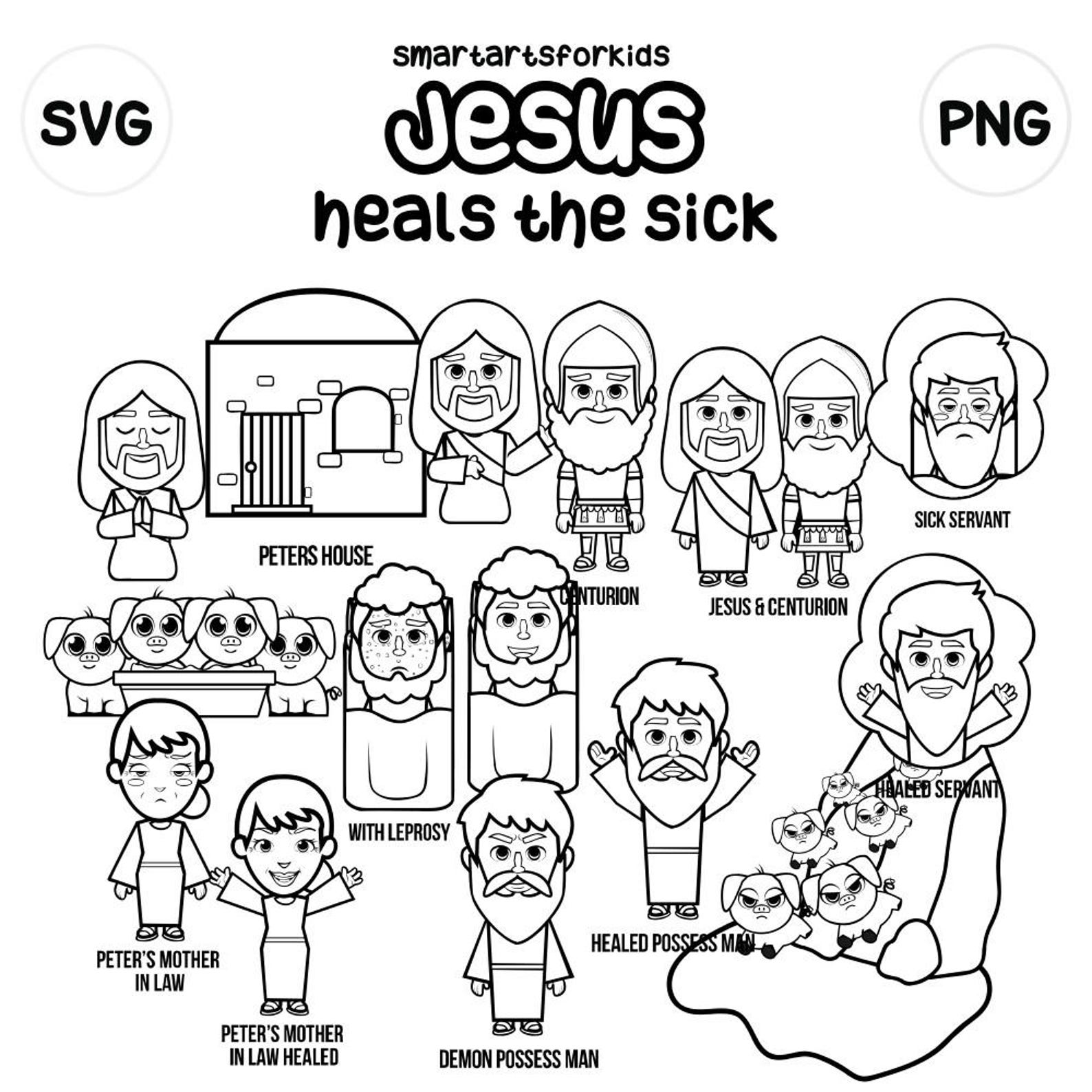 Jesus Heals the Sick Clip Art - Bible Based - Bible Characters - SVG ...