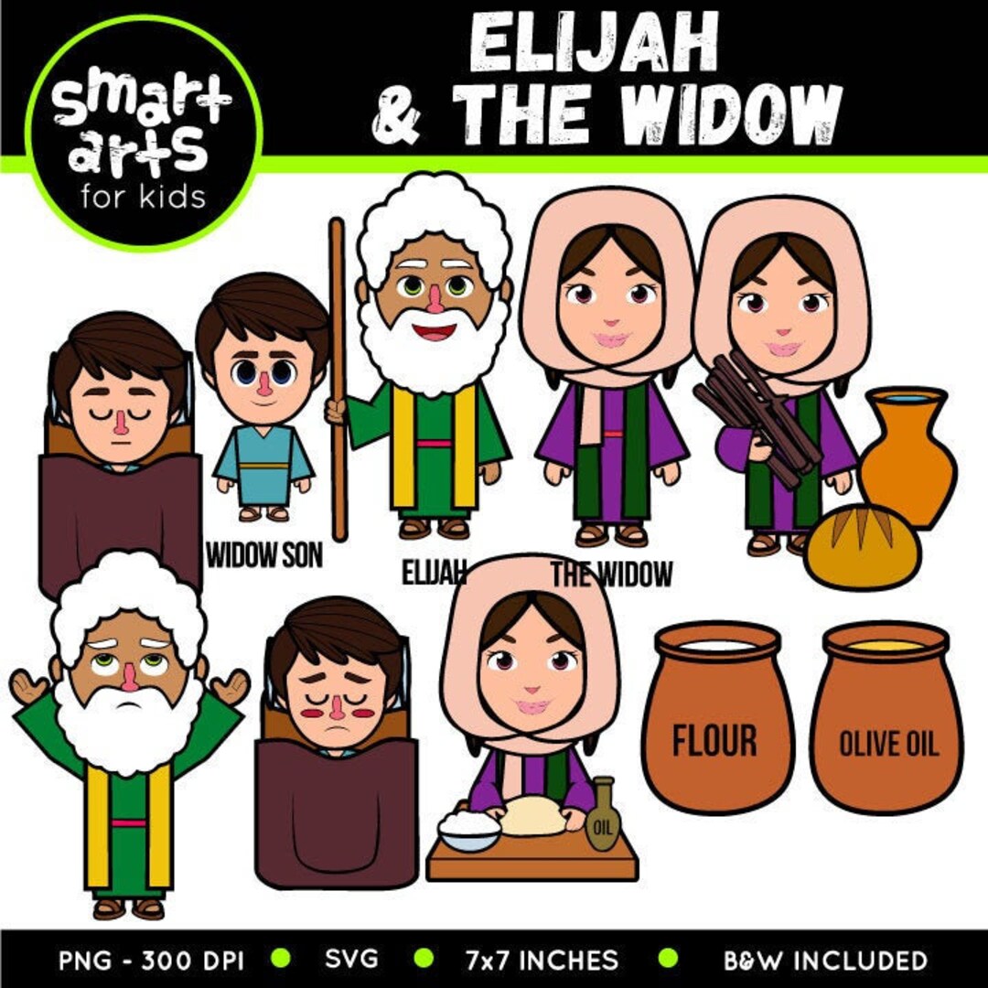 Elijah and the Widow Clip Art Bible Based Bible Characters - Etsy