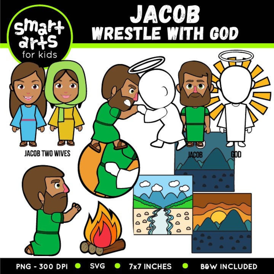 Jacob Wrestle With God Clip Art- Bible Based - Bible Characters - VBS ...