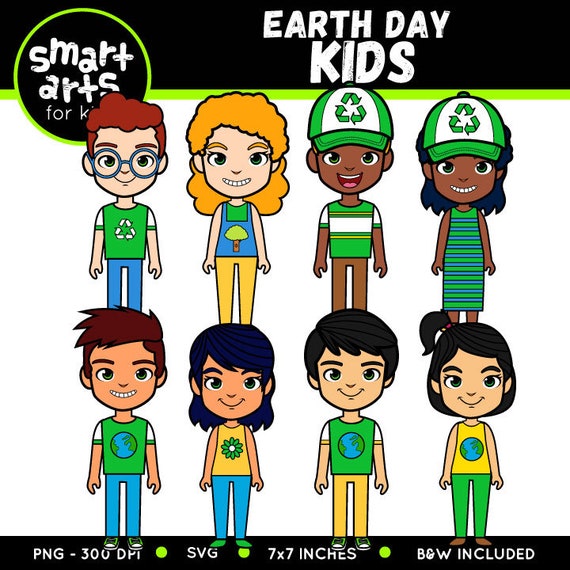 Earth Day Kids Clip Art Cartoon Digital Graphics Instant | Etsy