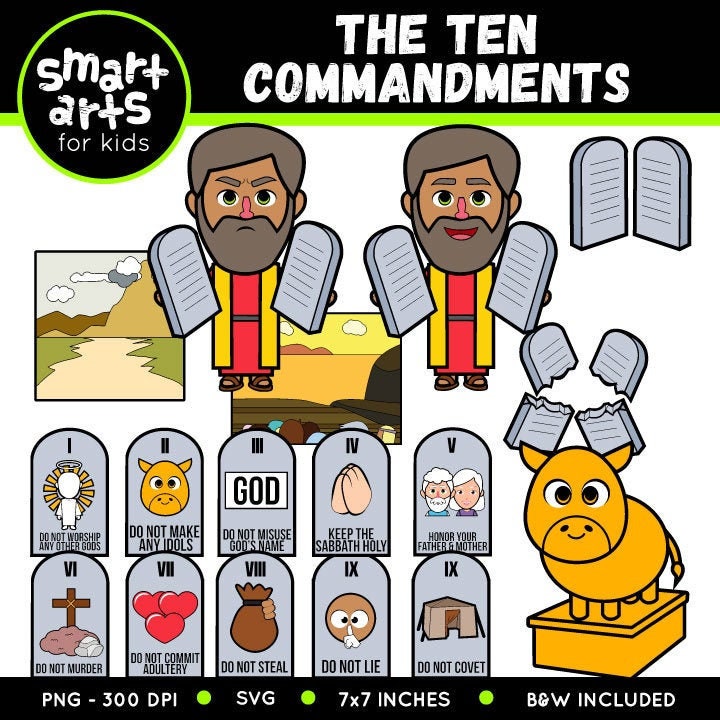 Ten Commandments Clip Art Bible Based Bible Characters - Etsy