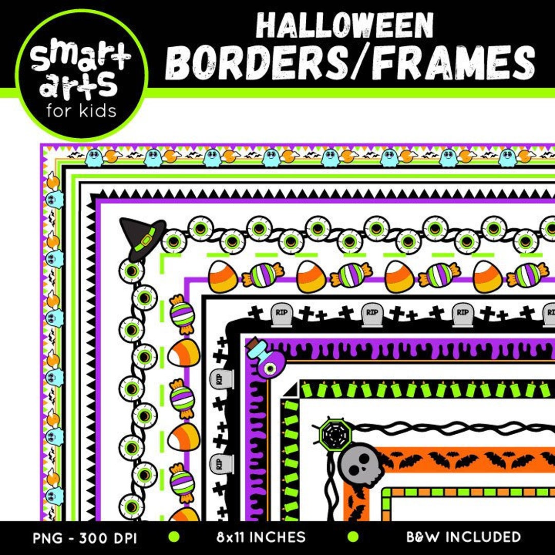 Halloween Borders Clip Art- Cartoon - Digital Graphics - Instant ...