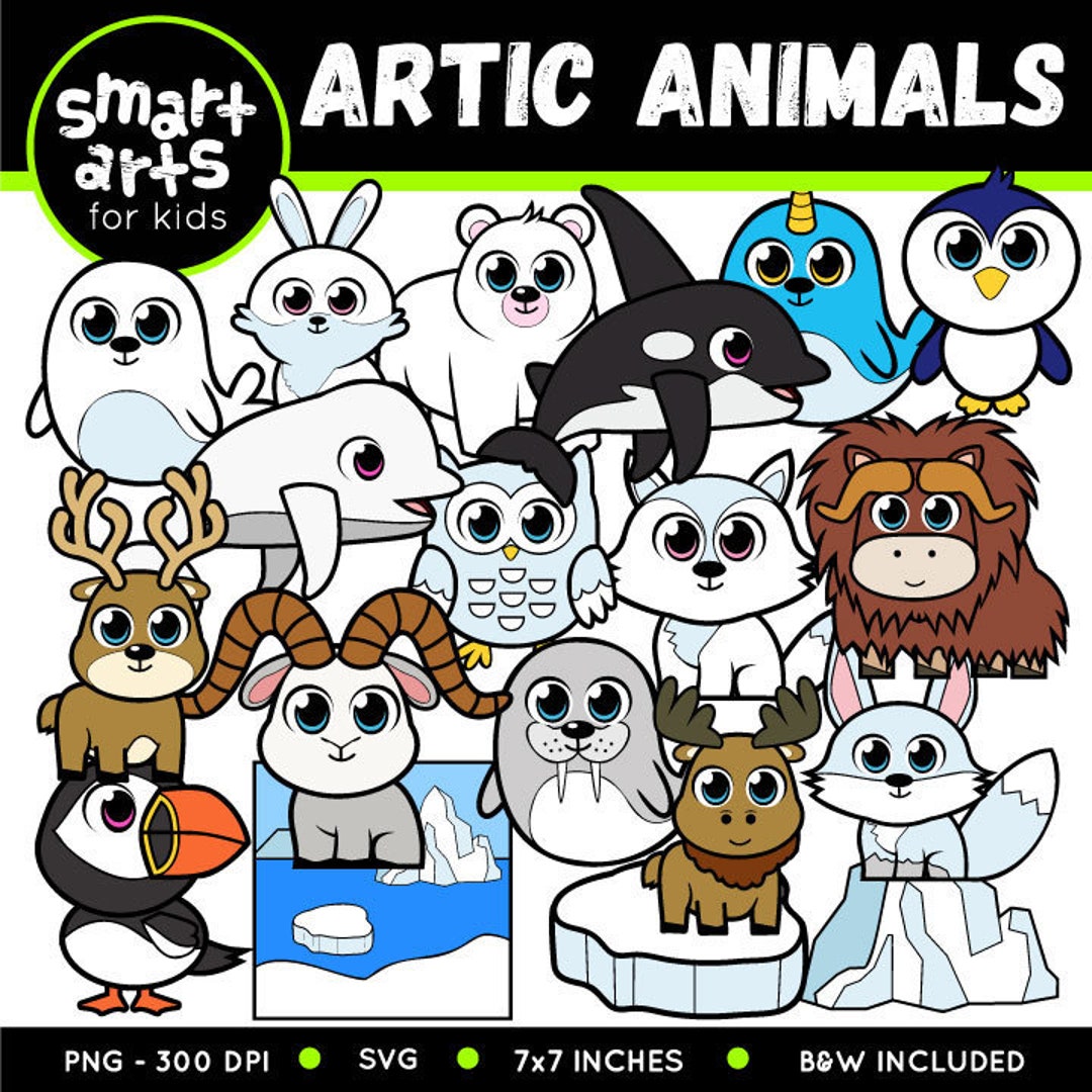 Arctic Animals Clip Art - Cartoon - Arctic - Instant Download - SVG ...