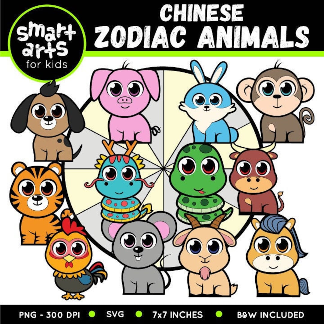 Chinese Zodiac Animals Clip Art - Digital Graphics - Chinese Zodiac ...