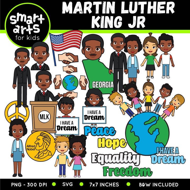 Martin Luther King Jr Clip Art - Black History Month - Holidays ...