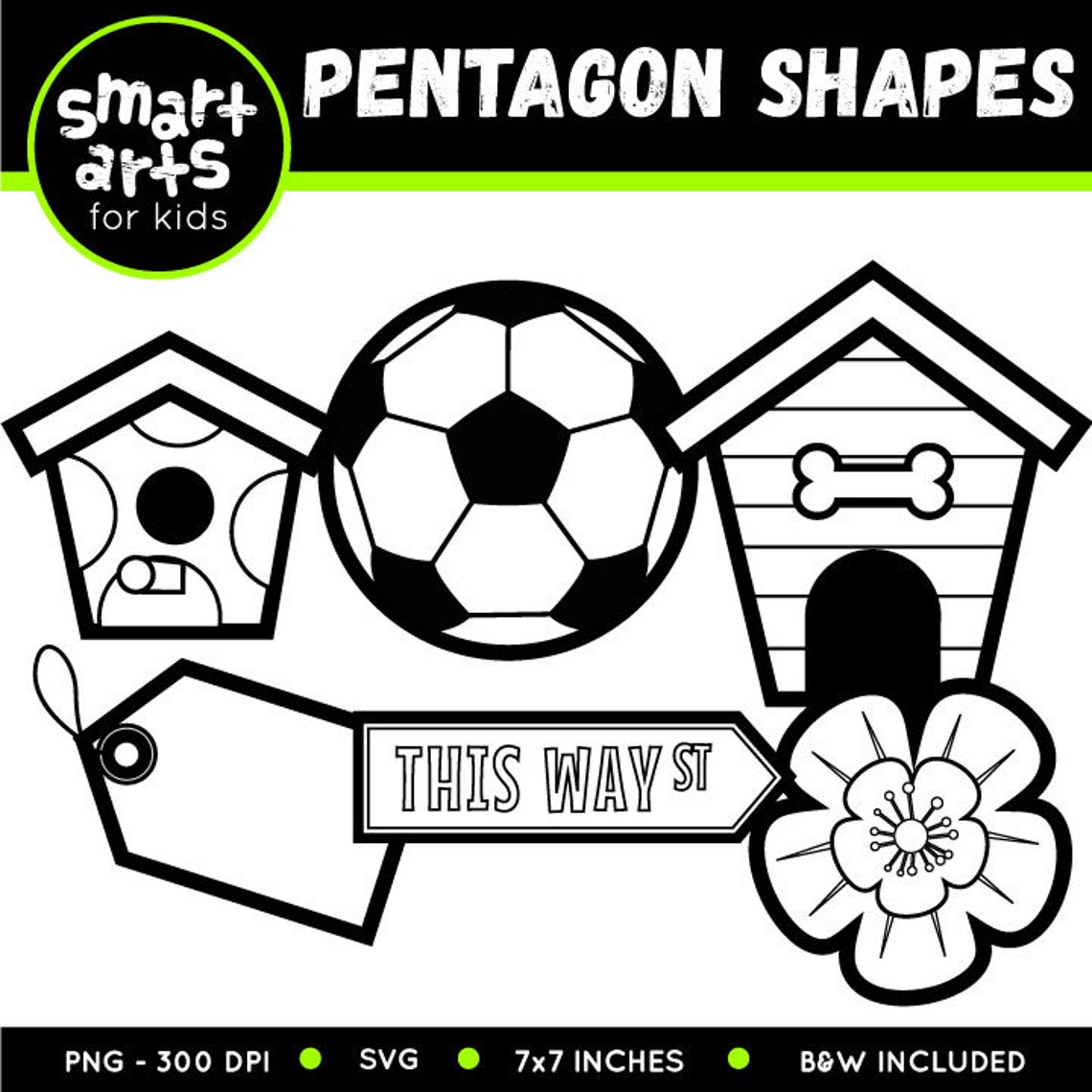 Pentagon Shapes Clip Art Dibujos animados pentágono | Etsy