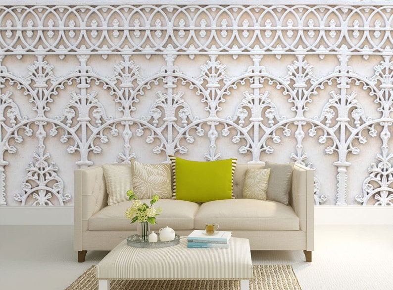 3D White Wall Architecture Vinyl Wallpaper Modern Wall Decor | Etsy