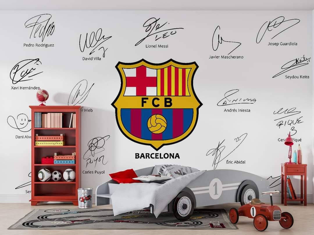 Football Player Autograph Wallpaper: Boys Room Sport Wall Mural - Etsy