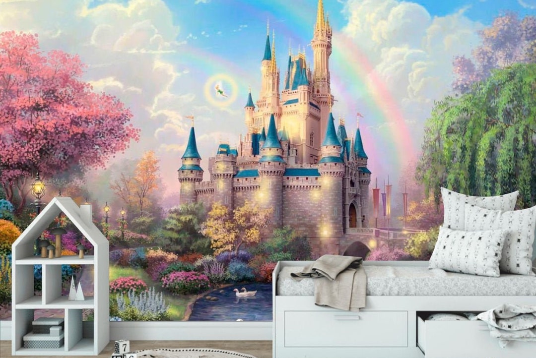 Beautiful Castle Princess Baby Girl Wallpaper Kids Room Wall Decor ...