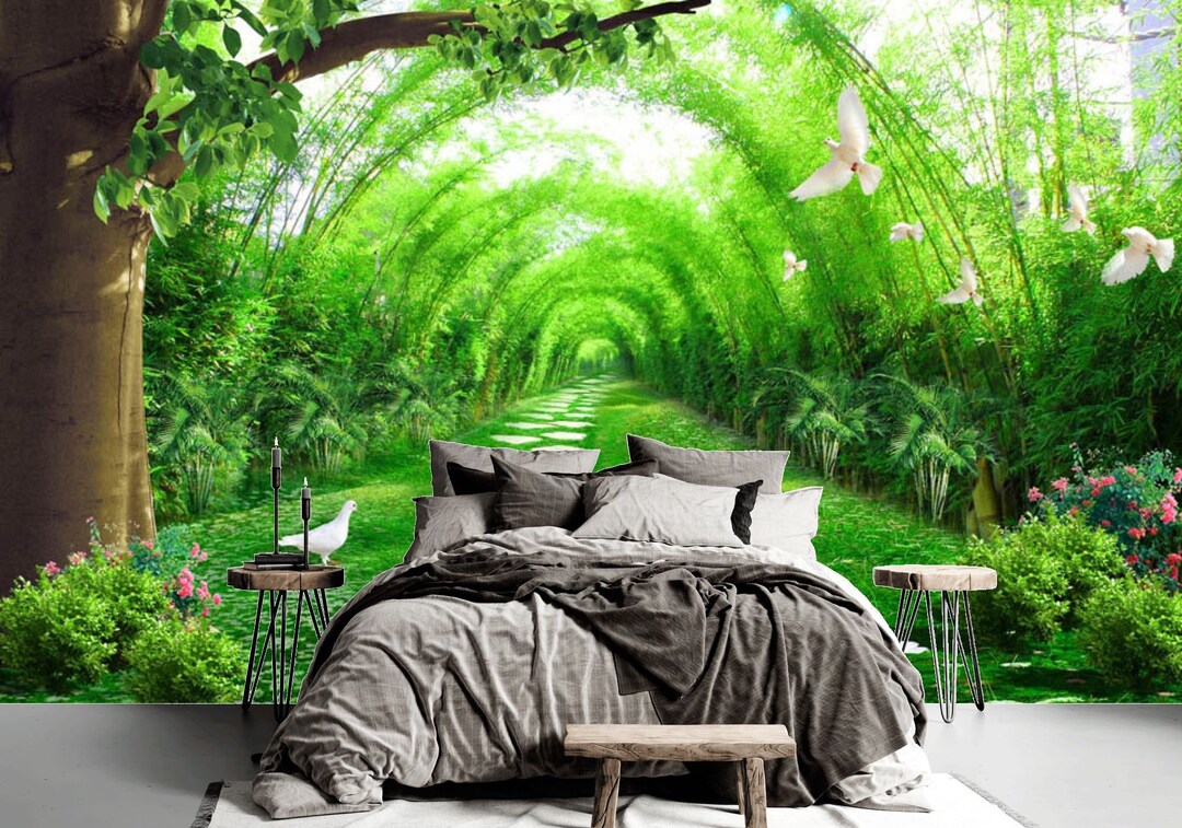 Forest Path Green Garden Photo Wallpaper Nature Modern Wall Decor ...