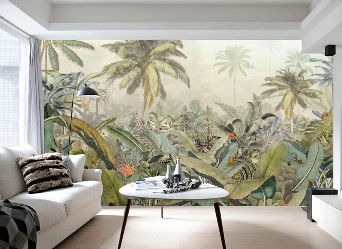 Vinyl Tapete Jungle Wild Tropics Moderne Wand Dekor Fototapete | Etsy