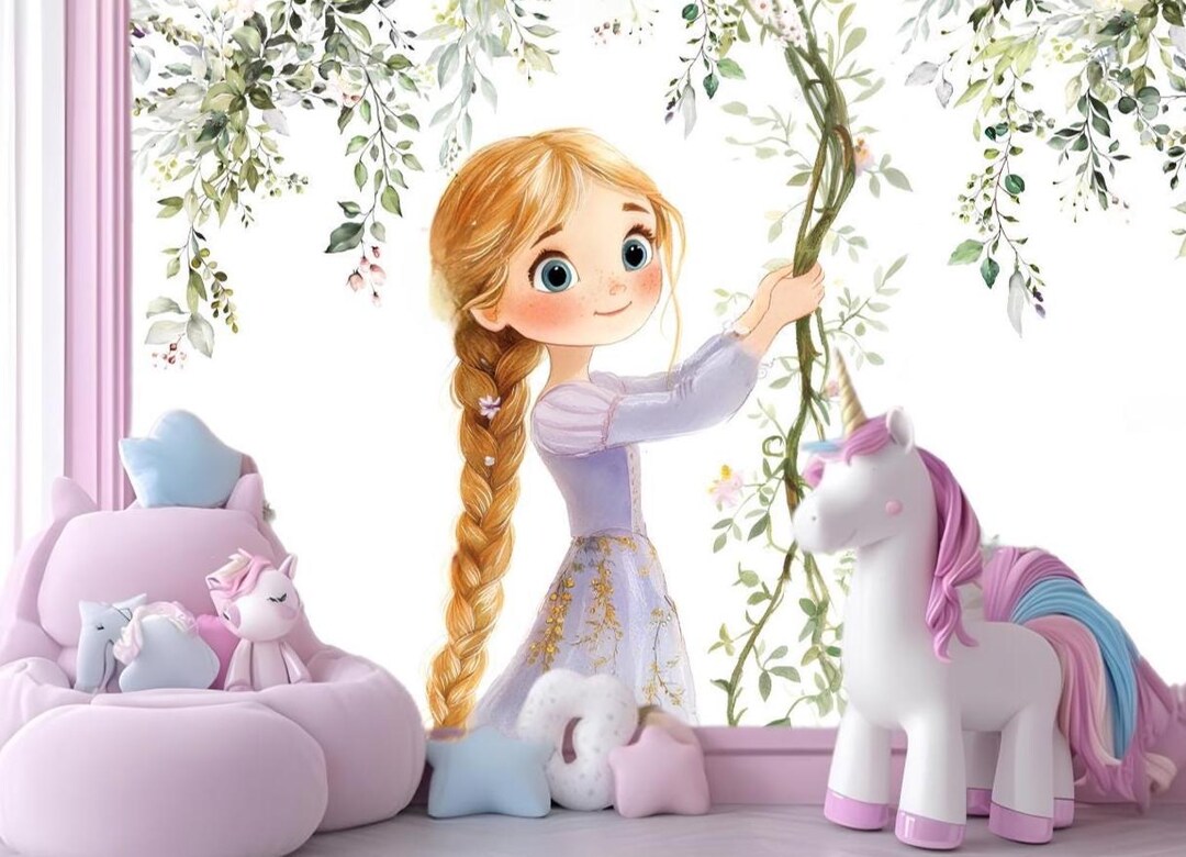 Little Princess Wall Mural Fairy Tale Forest Wallpaper for Girls' Room ...