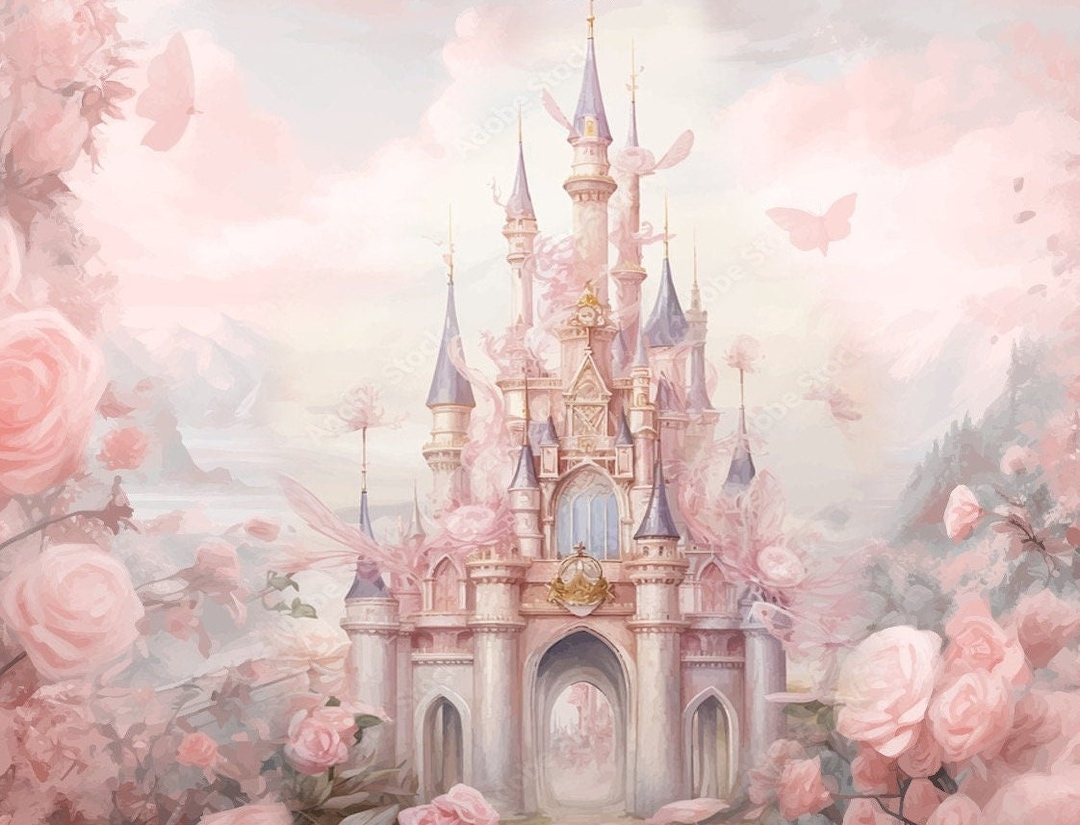 Princess Castle Wallpaper: Rose Gold Fairyland Wall Mural - Etsy
