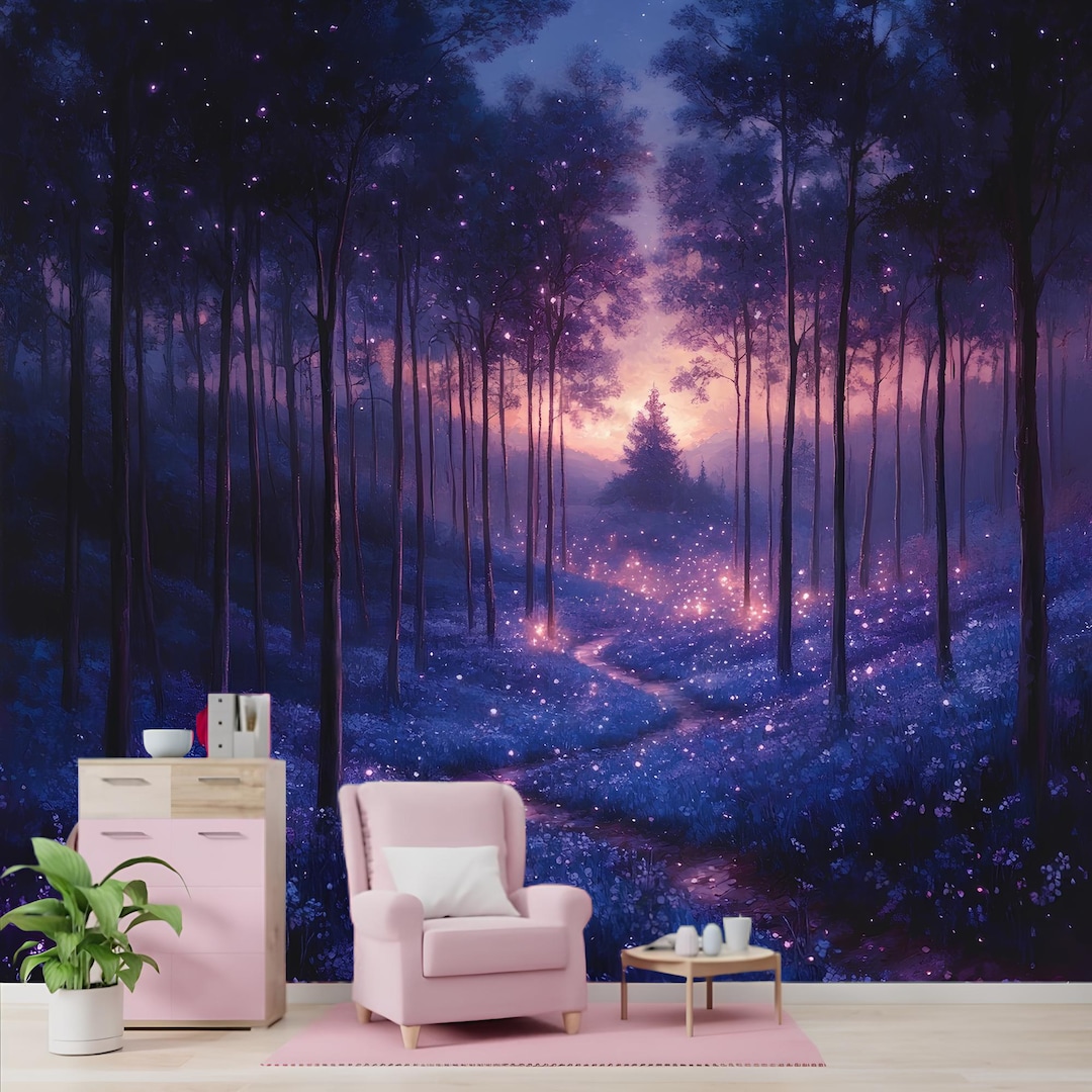 Magical Purple Forest Wallpaper Mystical Woods Fantasy Forest Wall ...