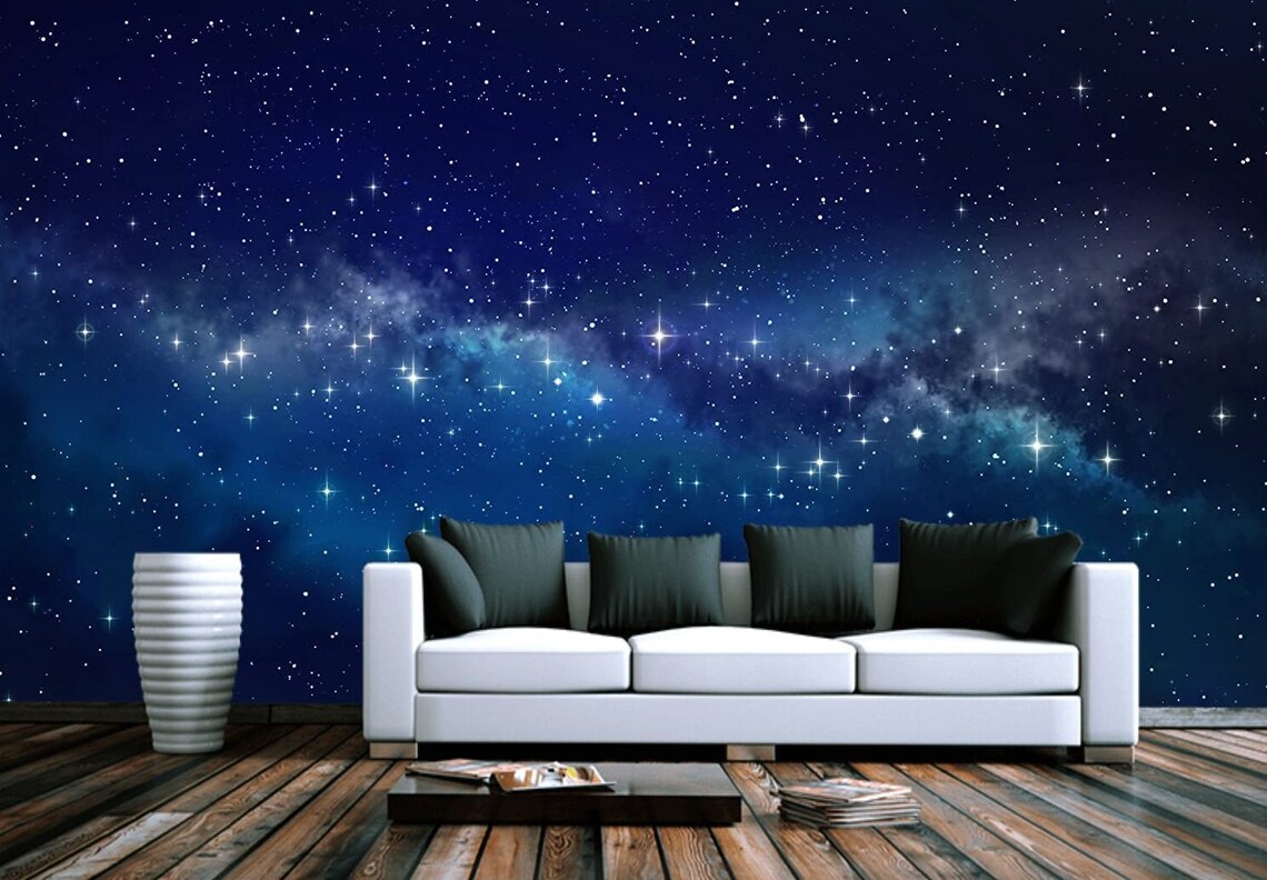 Space Stars Background Wallpaper Night Sky Modern Wall Decor - Etsy