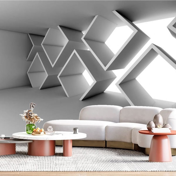 Geometric Wall Mural - Etsy
