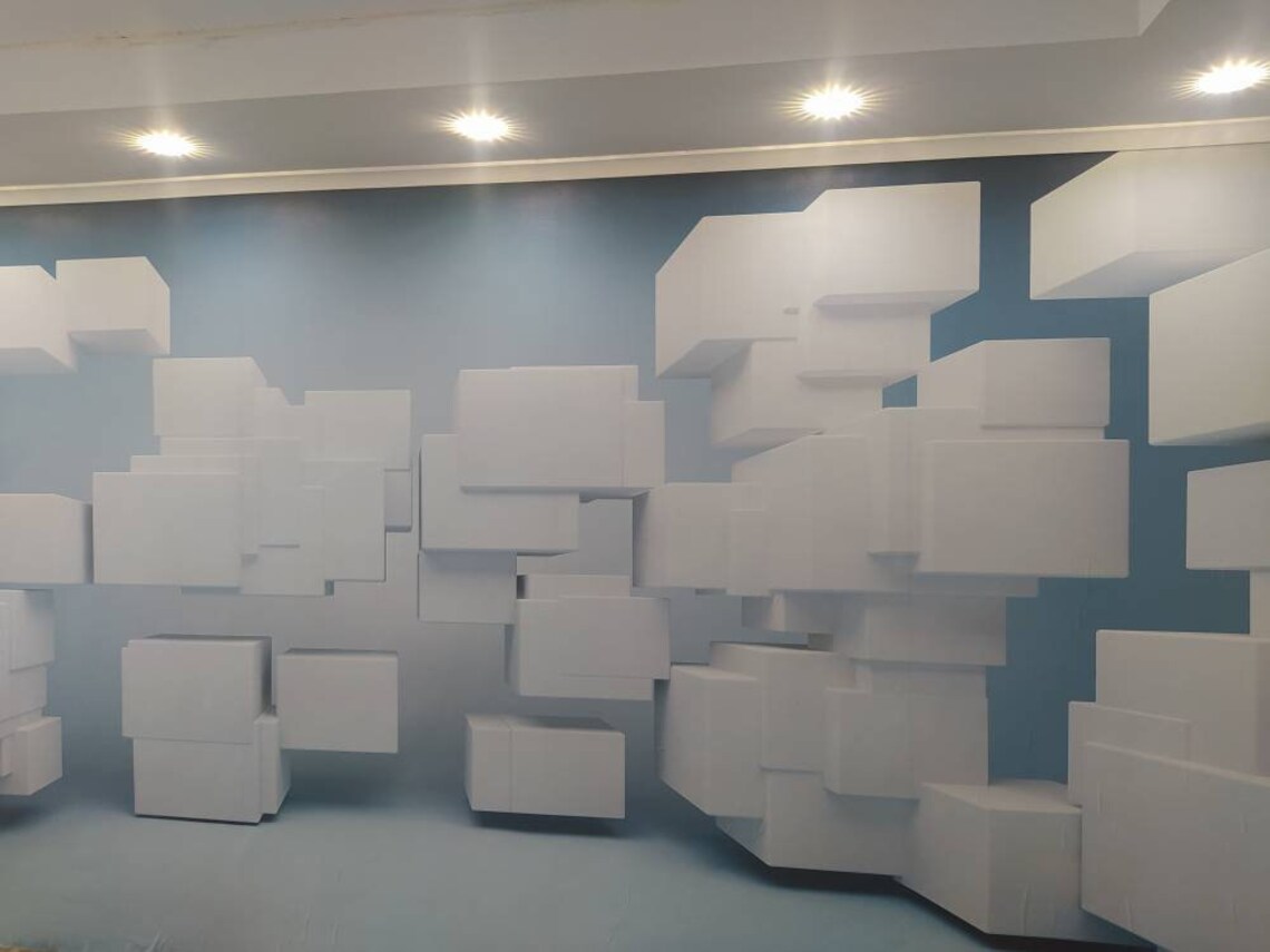 3D White Cubes Wallpaper Modern Wall Decor Abstract Wall | Etsy