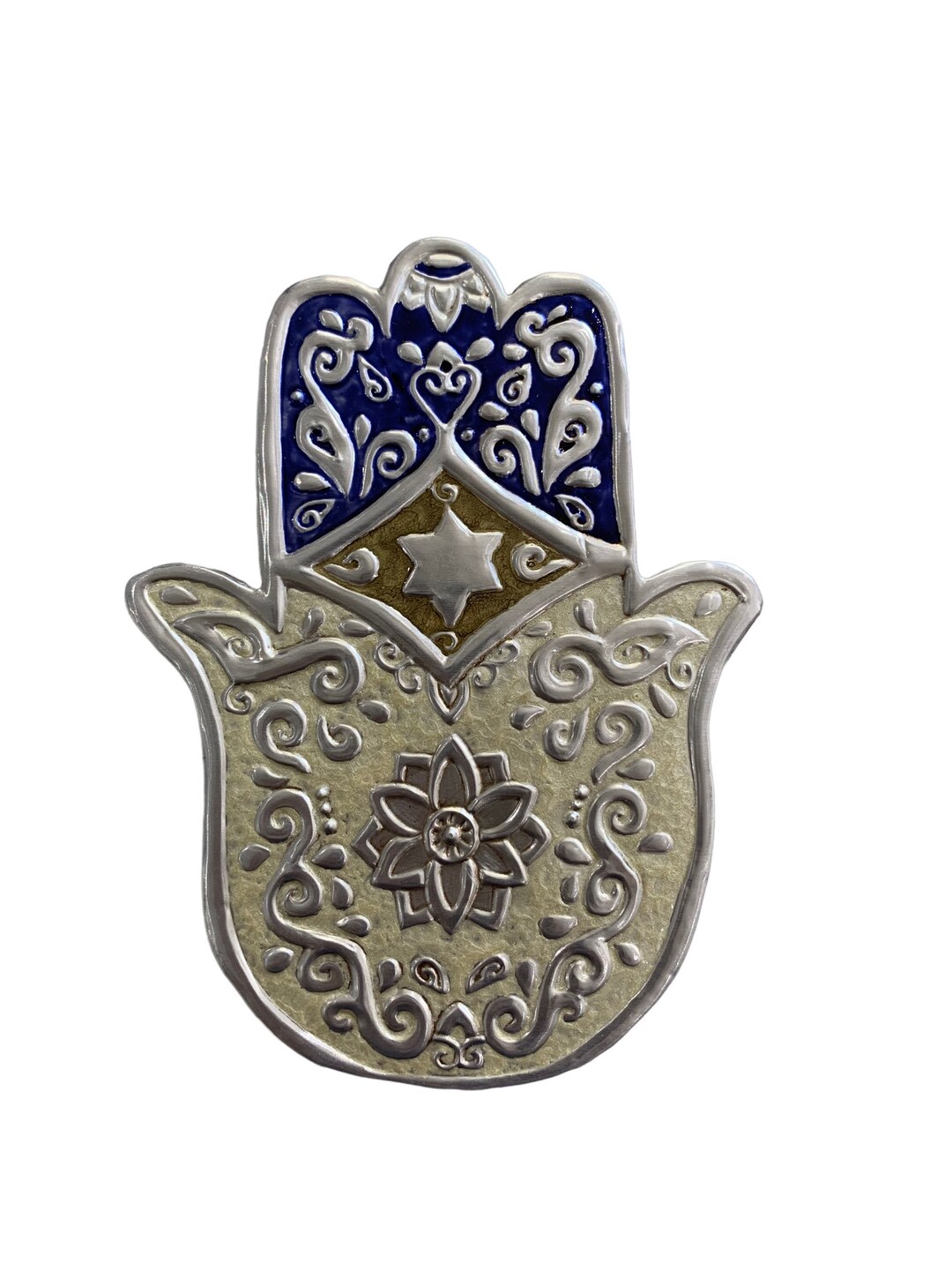 Hamsa Hand Metal Embossed Housewarming Gift, Jewish Blessing Mandala ...