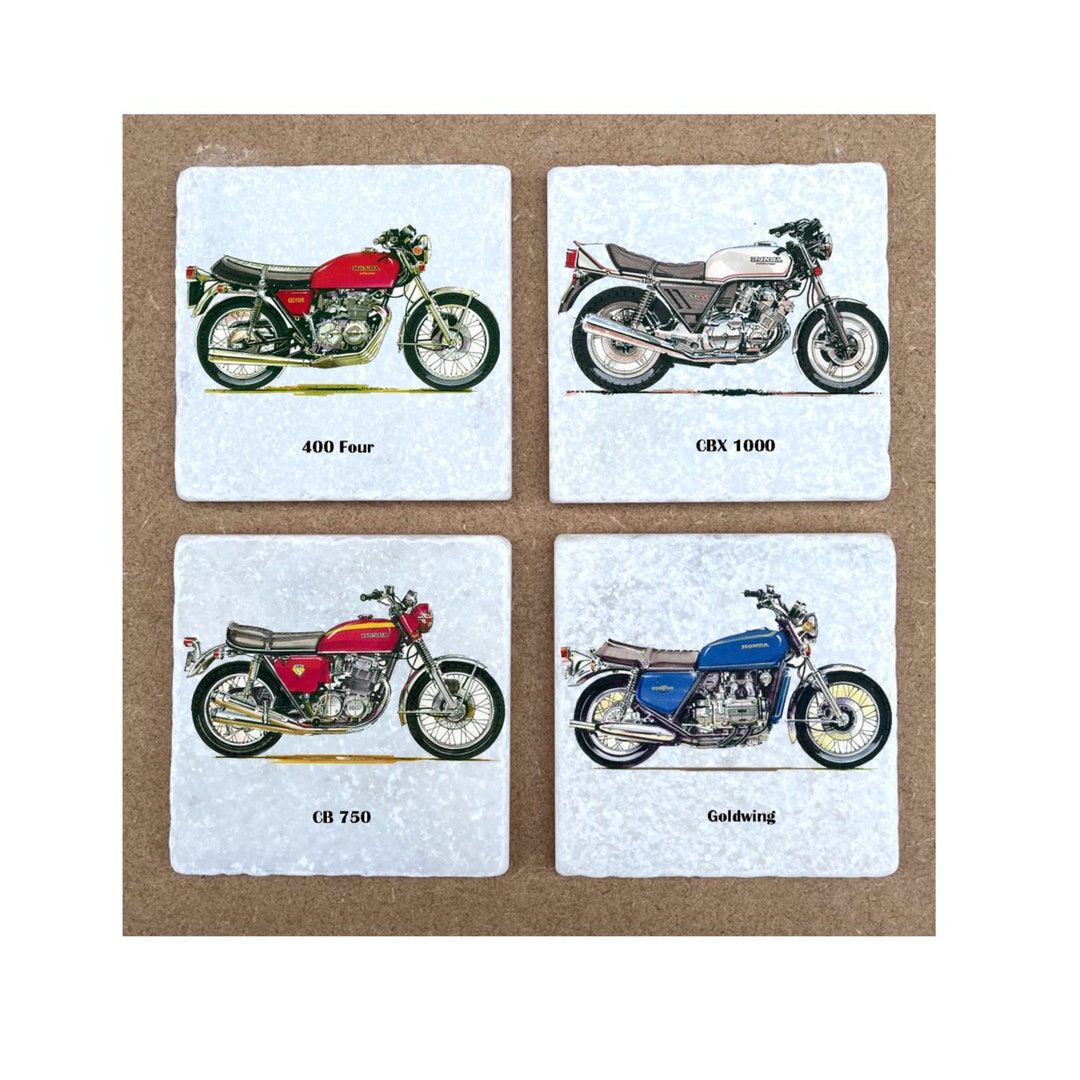 Motorcycle Japanese Bikes Honda Artwork Natural Marble Coasters CBX ...