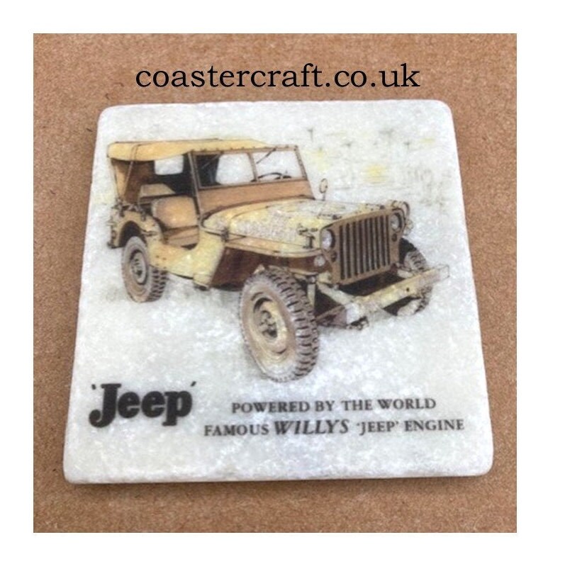 Willys Jeep Set of 4 Marble Coasters Willys Jeep | Etsy