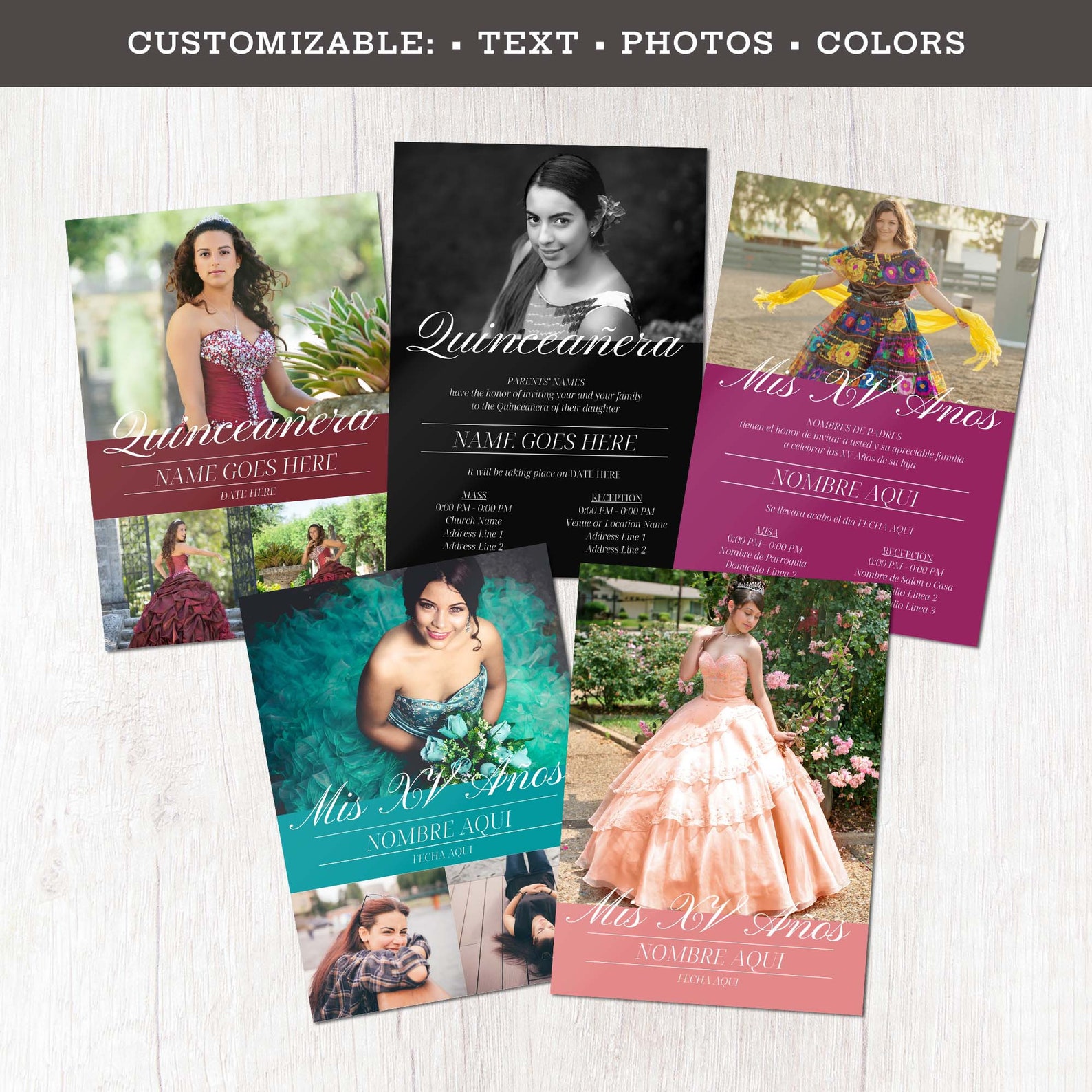 Elegant Quinceañera Invitation Template: Chic, Customizable (5x7 ...