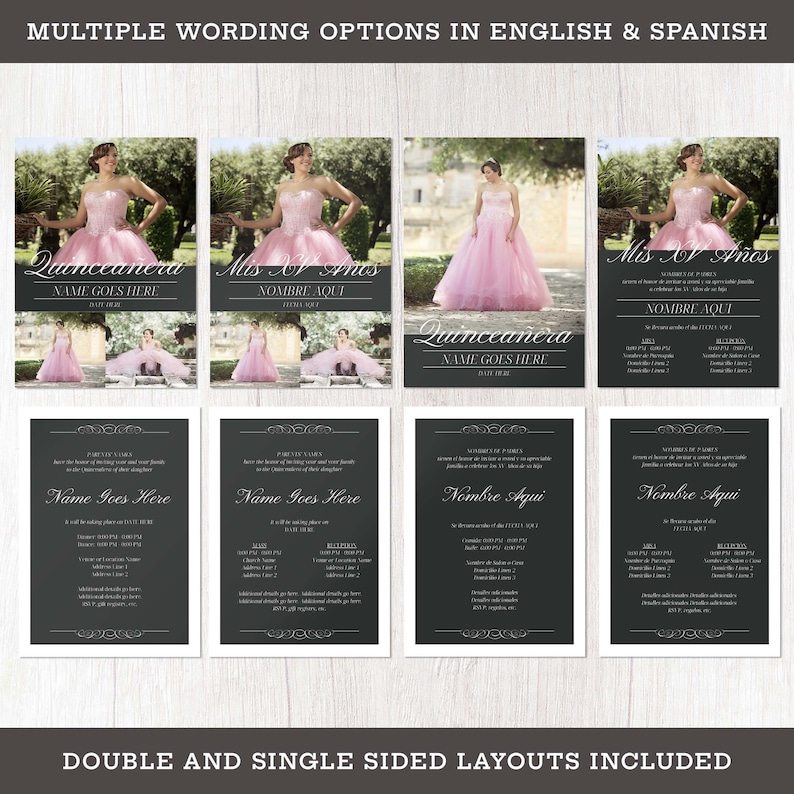 Elegant Quinceañera Invitation Template: Chic, Customizable (5x7 ...