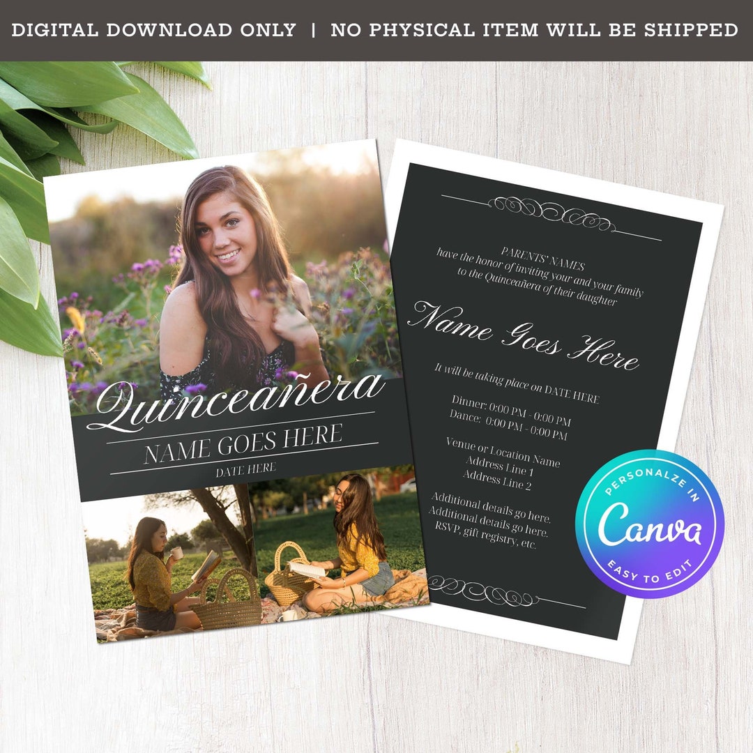 Elegant Quinceañera Invitation Template: Chic, Customizable (5x7 ...