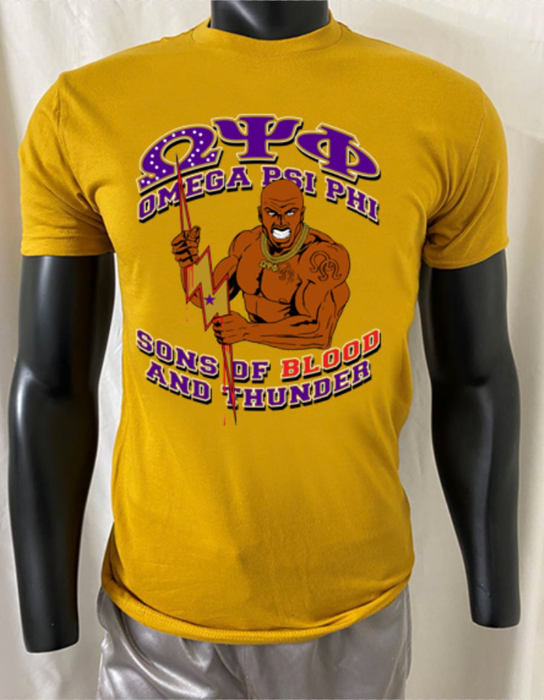 Omega Psi Phi Sons of BLOOD and Thunder T Shirt OLD GOLD - Etsy